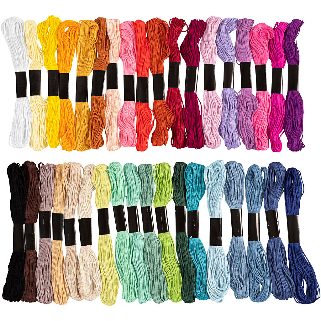 Embroidery Thread, thickness 1 mm, assorted colours, 42 bundle/ 1 pack ...