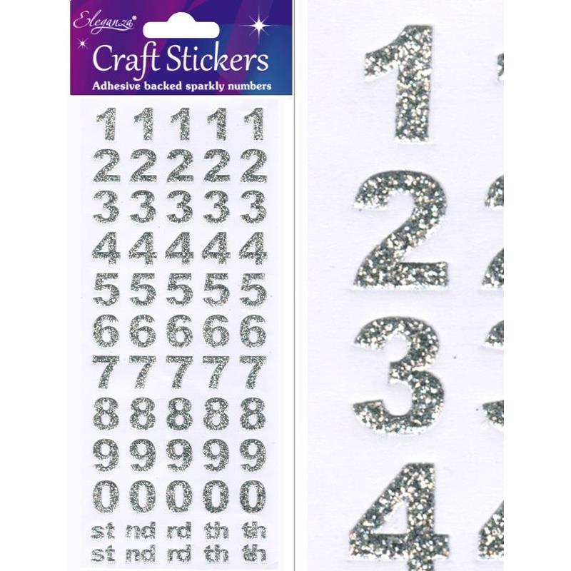 Bold Number Set Silver Craft Stickers No.66 – Go Craft