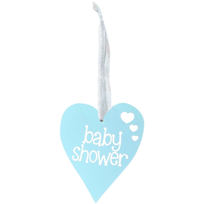 Pastel Blue Baby Shower Wooden Heart – Go Craft